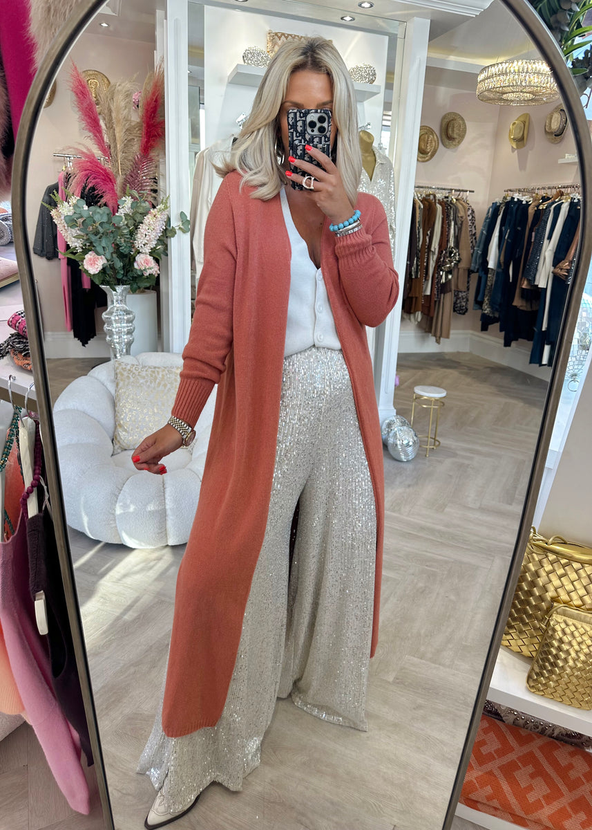 Longline knit cardigan (rust) – Bella Mella